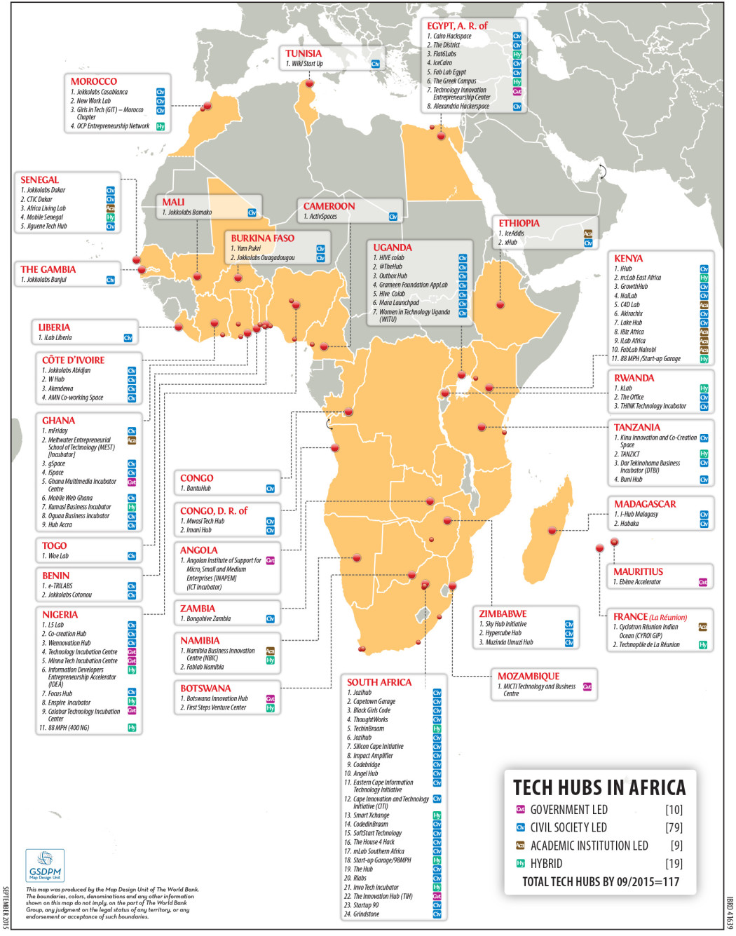 A map of tech incubator spaces in Africa | TechCabal