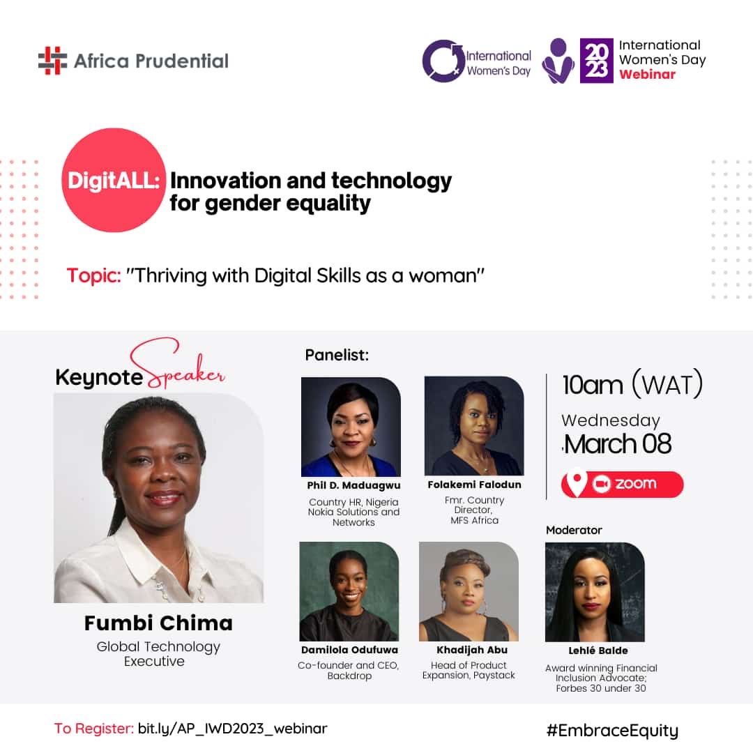 Africa Prudential to host a webinar on "Thriving with digital skills as a woman" on ...