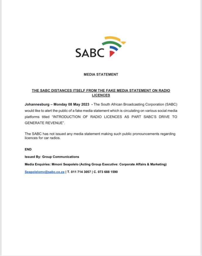 SABC refutes car radio licence rumours | TechCabal