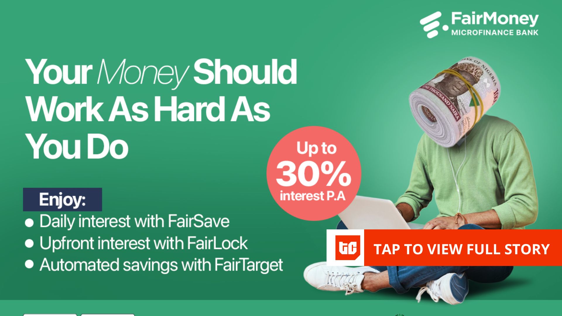 FairMoney offers savings options and interest rates of up to 30%